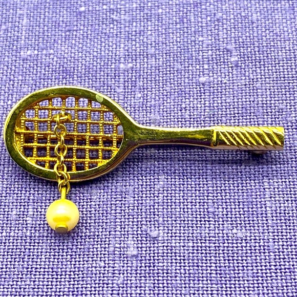 Avon | Jewelry | Vintage Avon Tennis Racket Pin With Faux Pearl Tennis ...